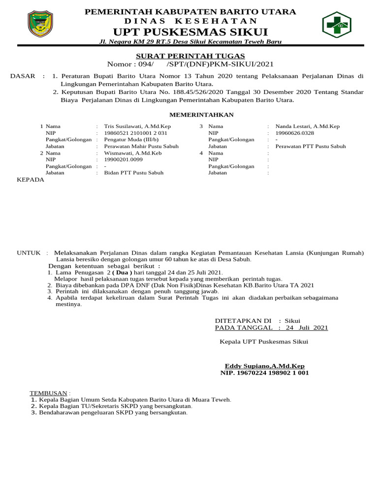 CONTOH SPT 2021 Pustu Sabuh | PDF