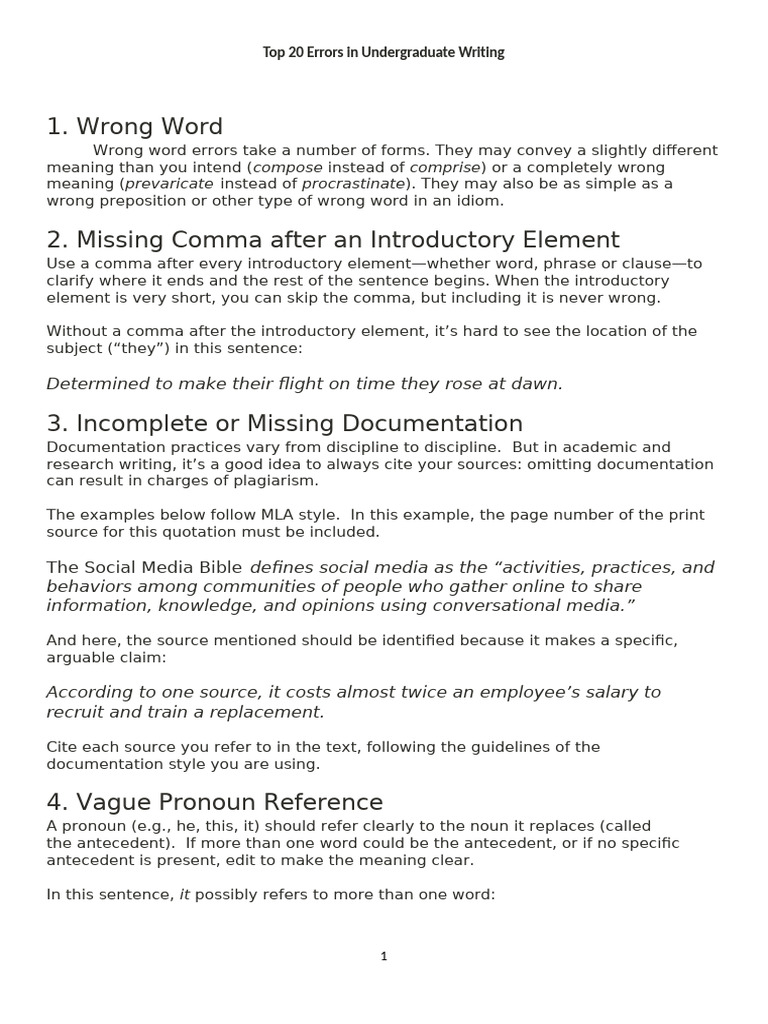 Common Undergraduate Writing Mistakes | PDF | Grammatical Number | Comma