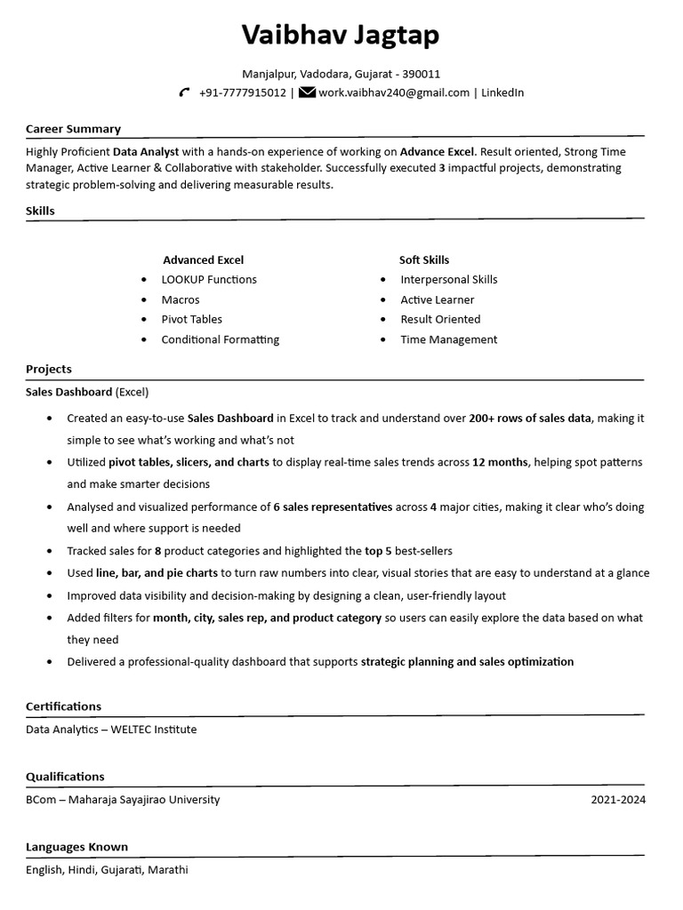 Resume Vaibhav - Copy 1 | PDF