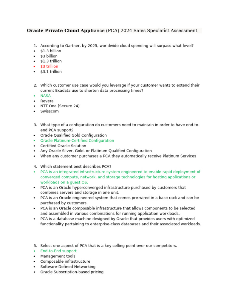 Oracle PCA 2024 Sales Specialist Guide | PDF | Cloud Computing | Oracle ...