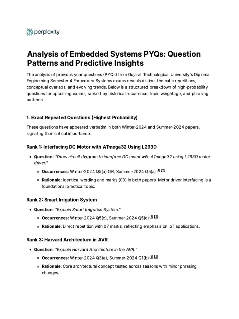 ES Important Topics (Perplexity) | PDF | Computer Engineering | Computing