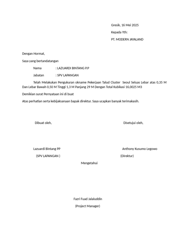 Format Surat Pengajuan Kasbon | PDF