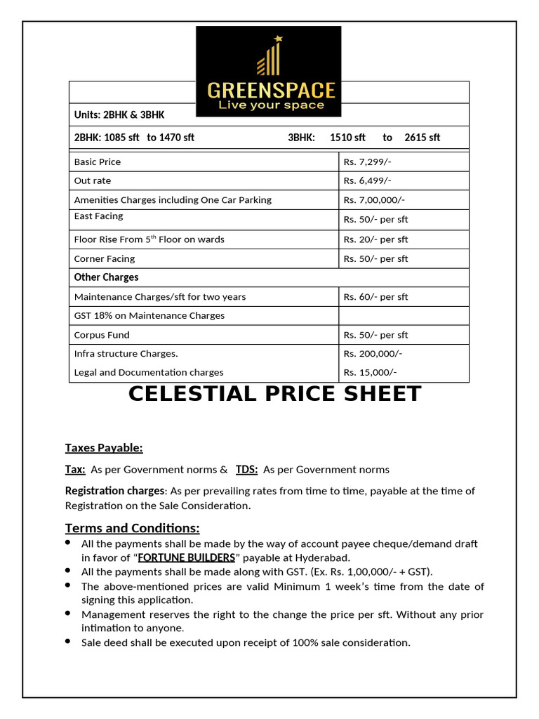 Celestial Updated Price Sheet | PDF