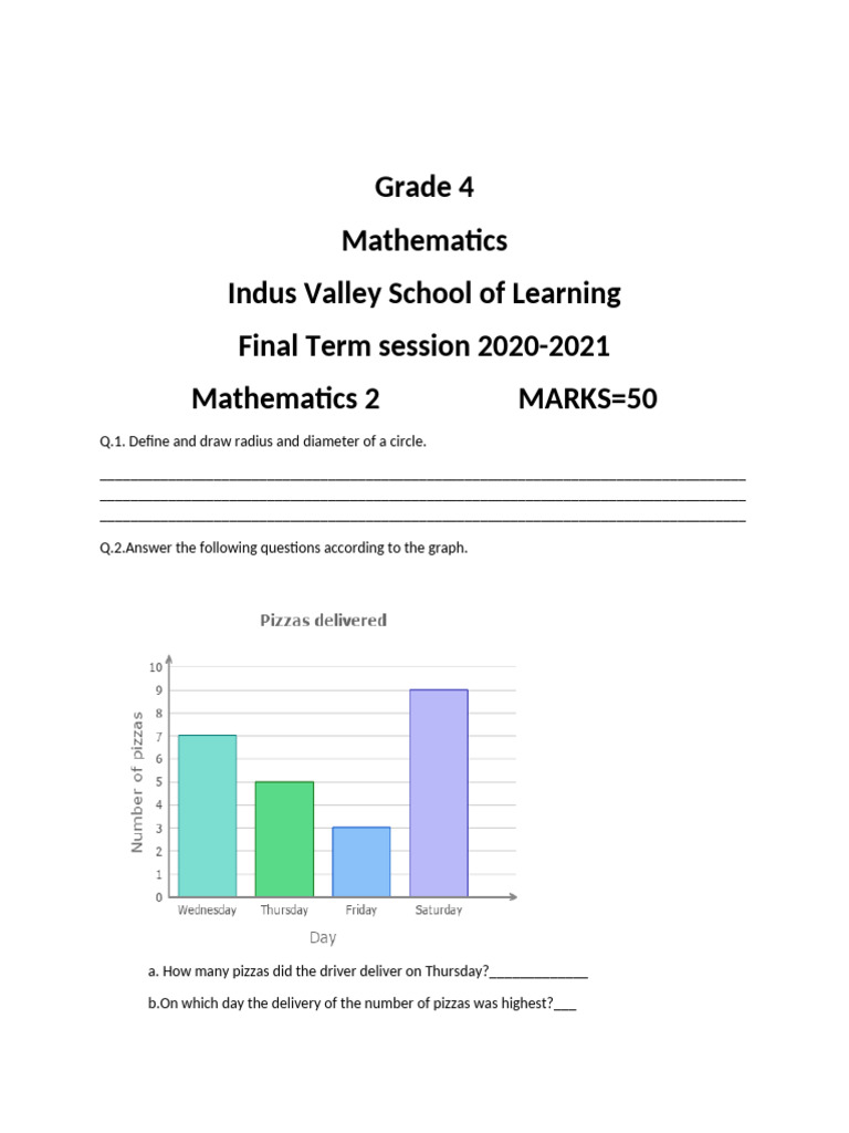 Grade 4 Final Term, Math 2 | PDF