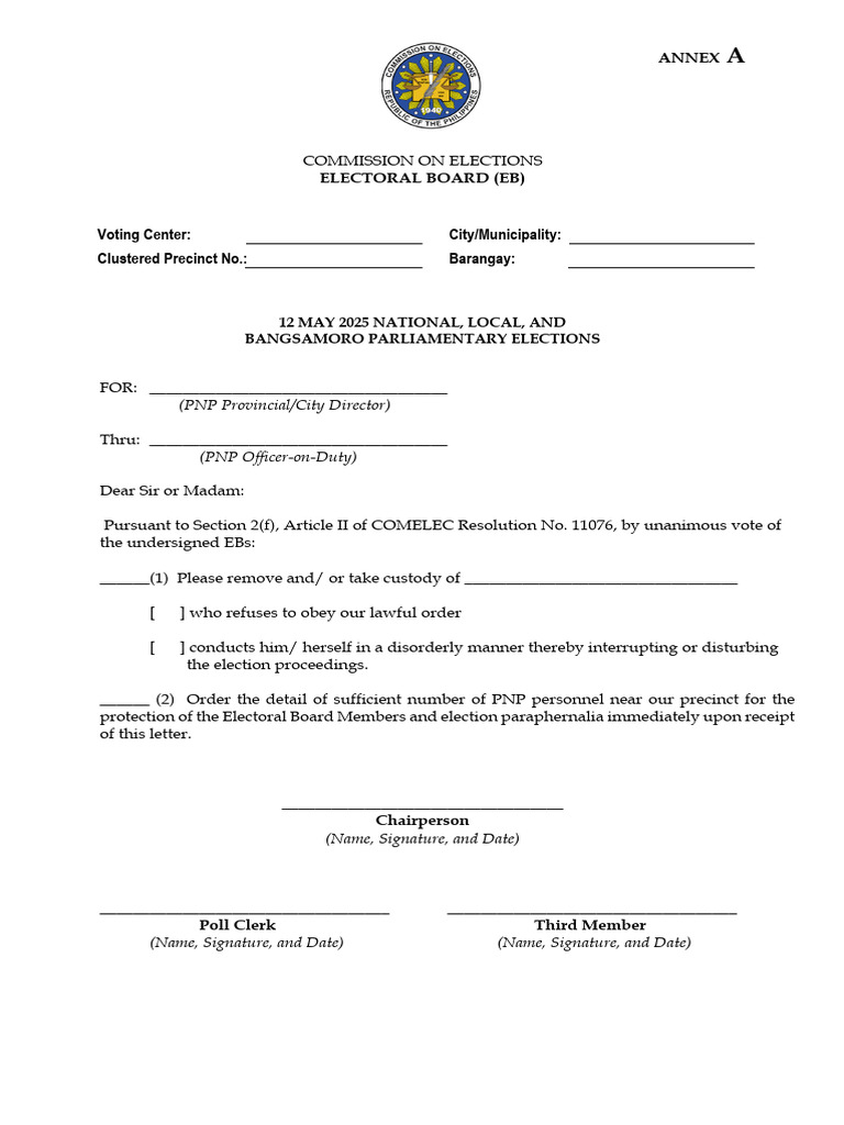 Annex A - PNP Letter | PDF