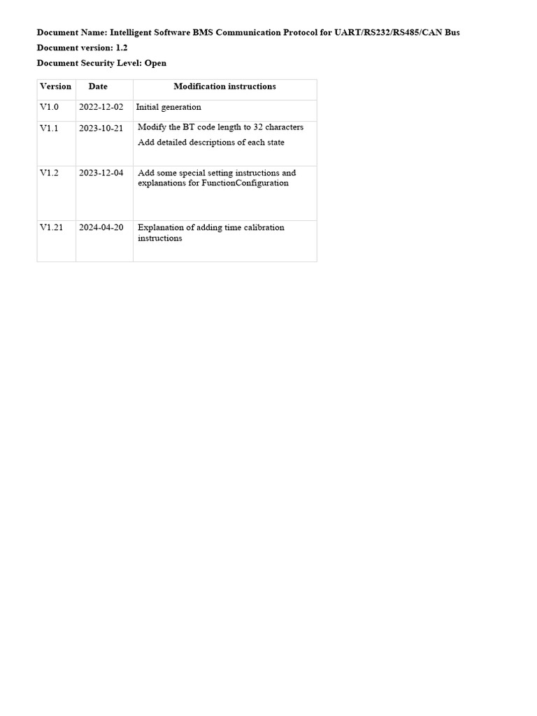 Intelligent Software BMS Communication Protocol-Universal Version - V1 ...
