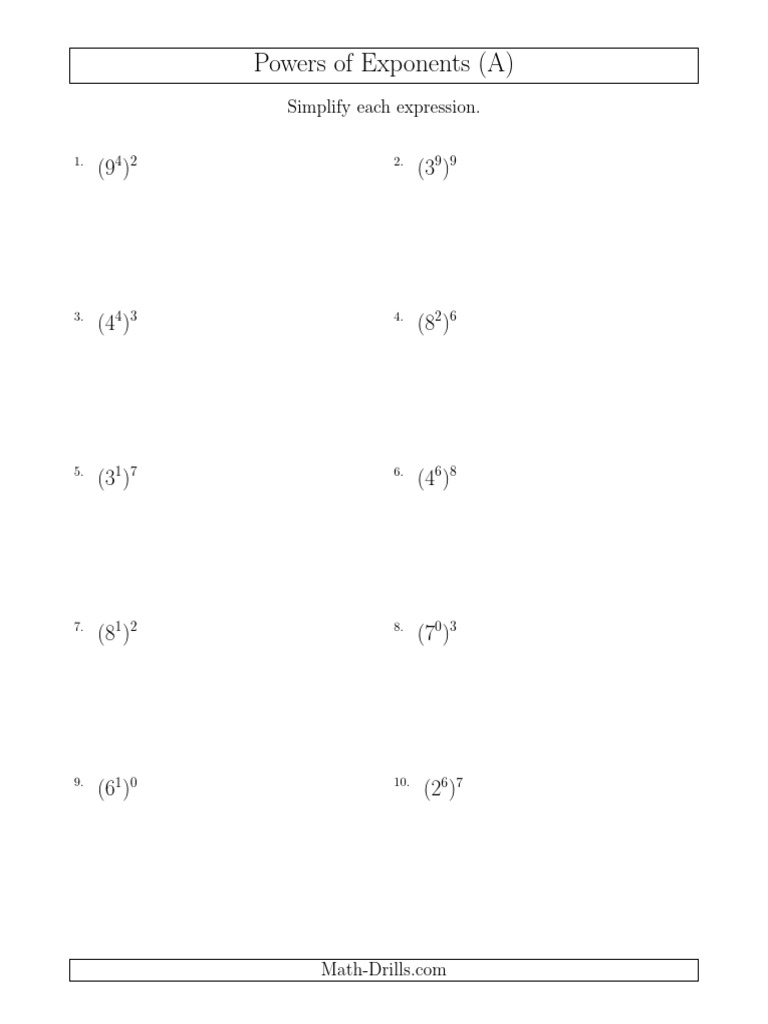 Algebra Exponent Rules Basic Power Positive All.1453227408 | PDF | Algebra | Mathematics