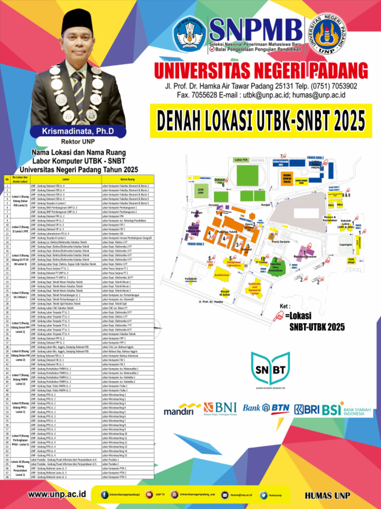 Denah Lokasi UTBK UNP 2025 | PDF