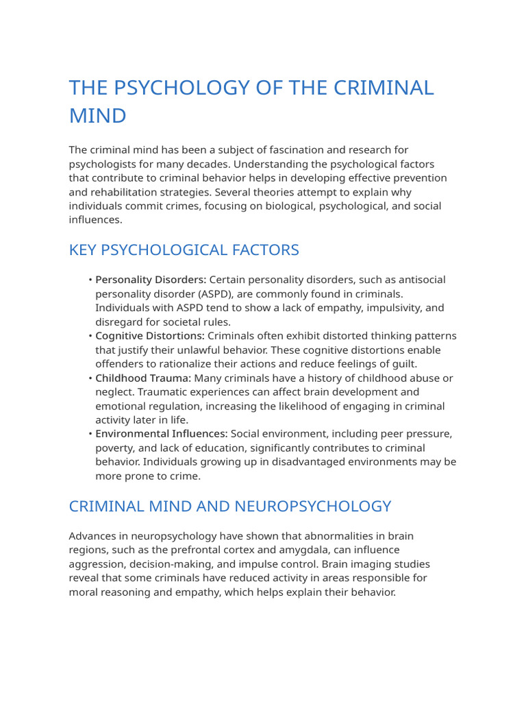 Understanding the Criminal Mind | PDF