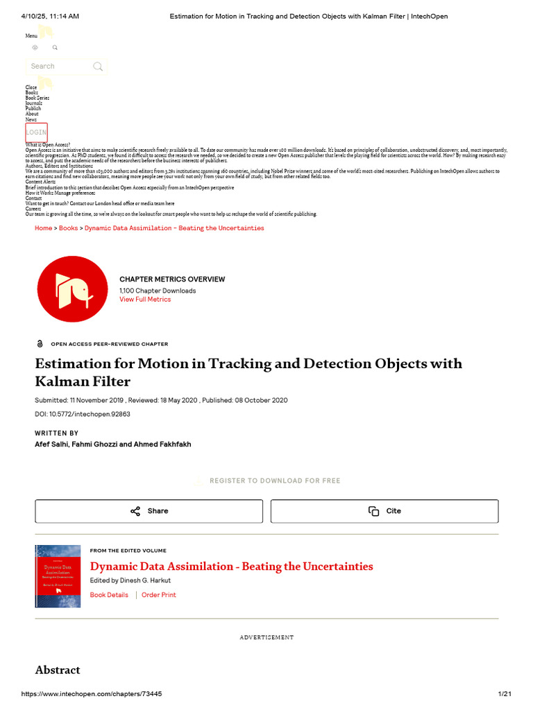 Estimation For Motion In Tracking And Detection Objects With Kalman