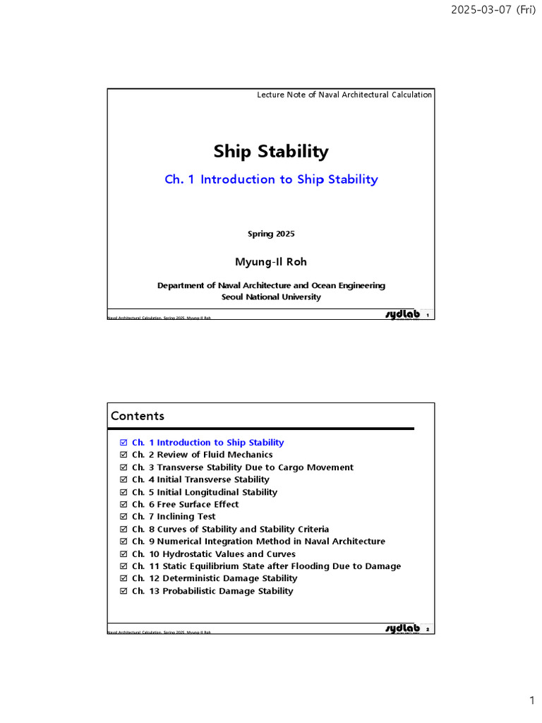 01-NAC-Introduction To Ship Stability (250307) | PDF | Buoyancy | Force