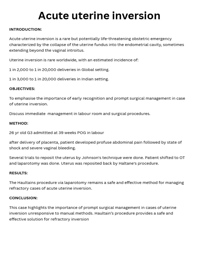 Acute Uterine Inversion | PDF