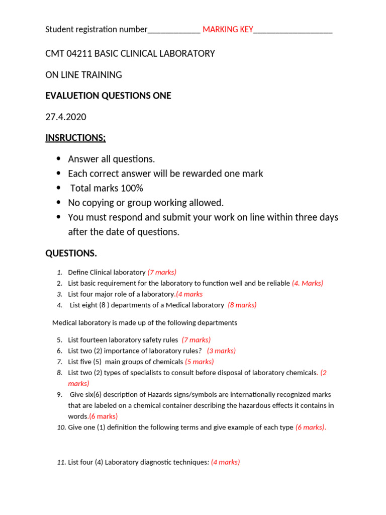 CMT 04211 Evaluetion Questions One Questions | PDF | Blood Type | Staining