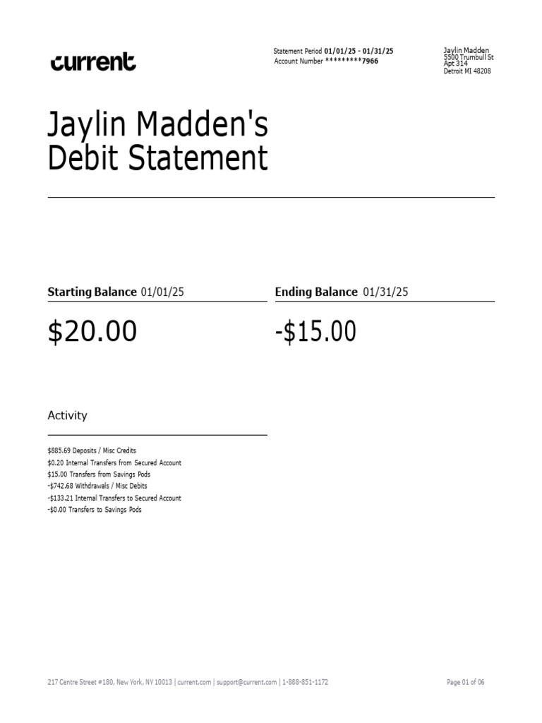 Debit Statement January 2025 | PDF | Debit Card | Banking