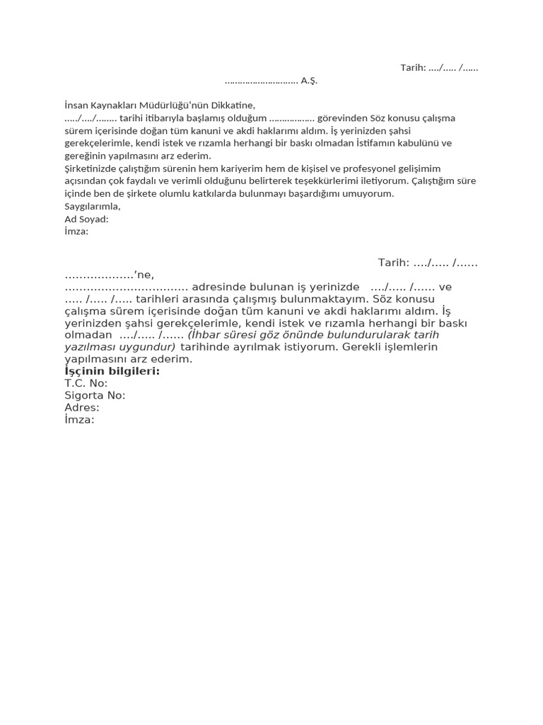 Istifa Dilekçesi | PDF
