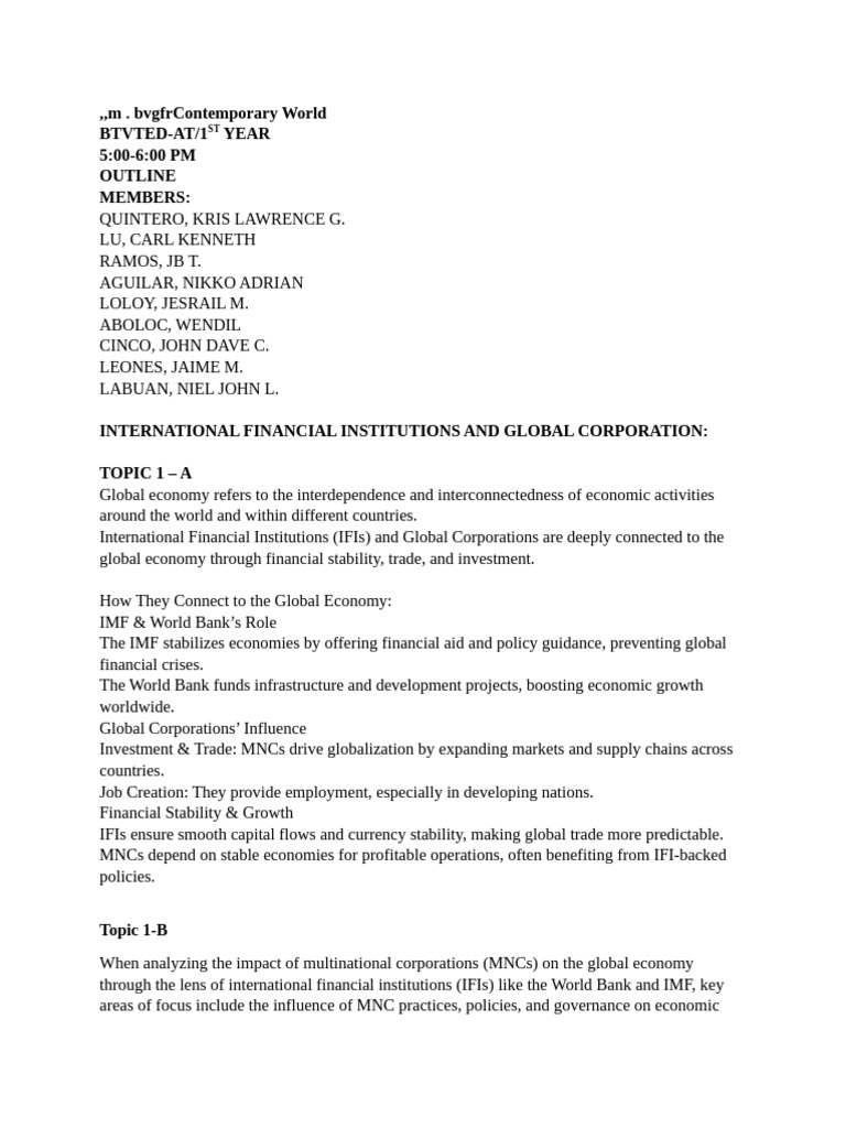 Global Economy And Governance Insights Pdf Globalization World