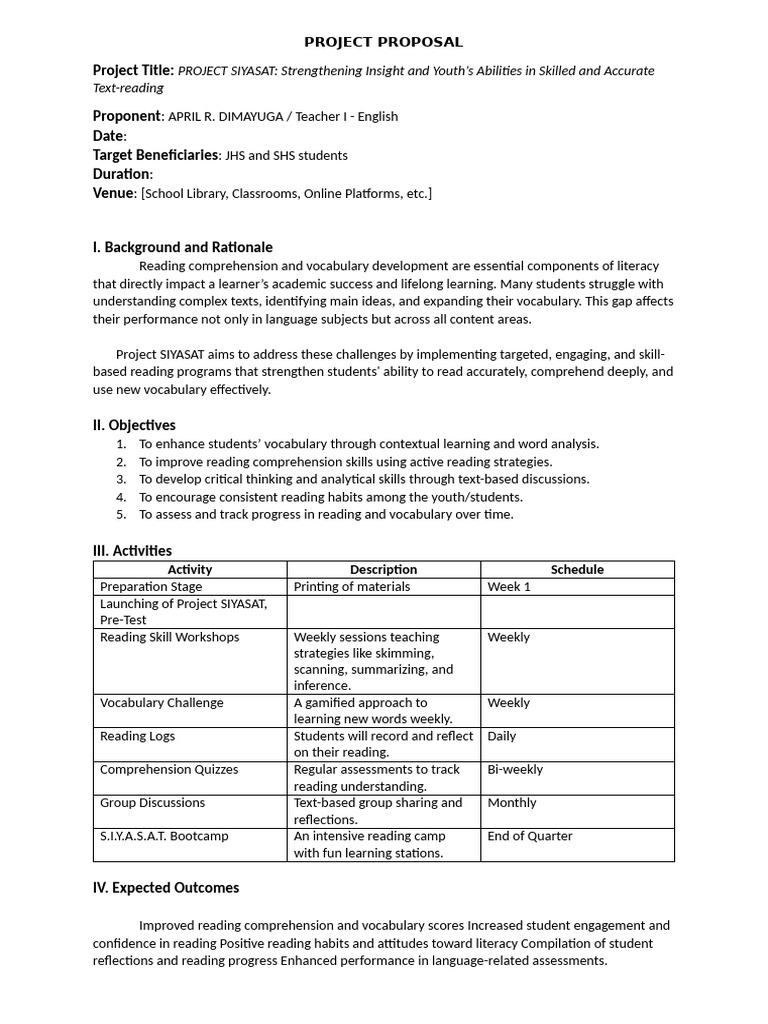 Project Proposal - Project Siyasat | PDF | Reading Comprehension | Cognitive Science