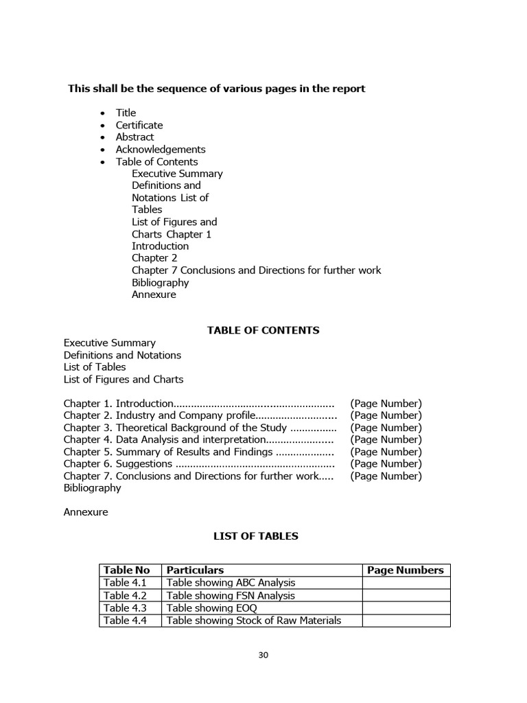 Project Report Table of Contents Guide | PDF
