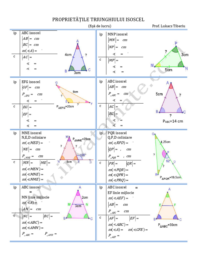 Proprietăți Triunghi Isoscel | PDF