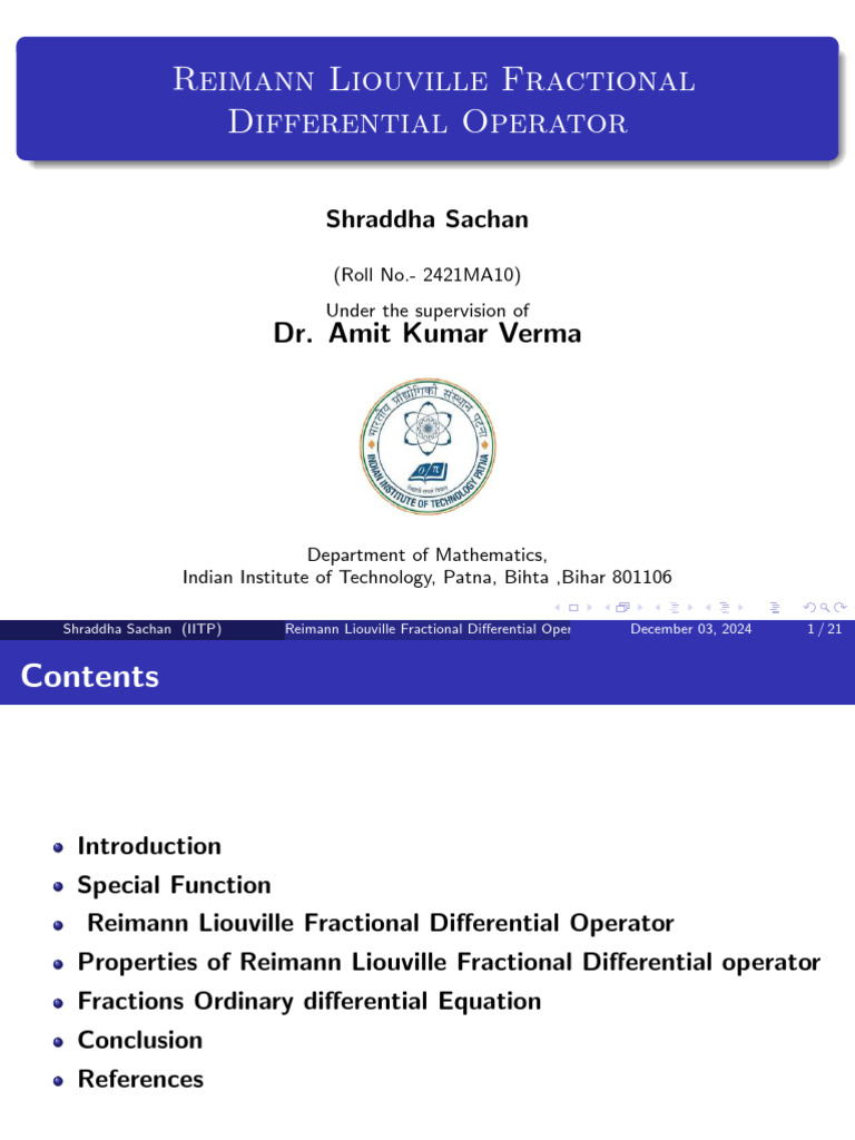 Reimann Liouville Fractional Differential Operator | PDF | Mathematical Concepts | Mathematical ...