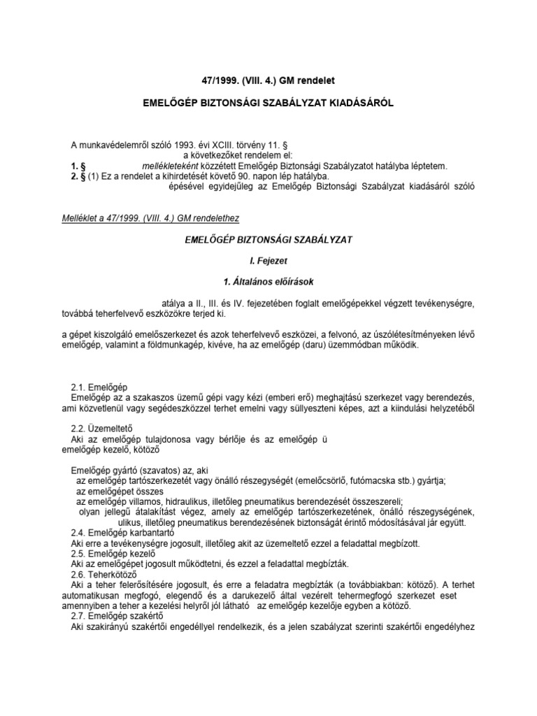 Targonca Biztonsagi Szabalyzat | PDF