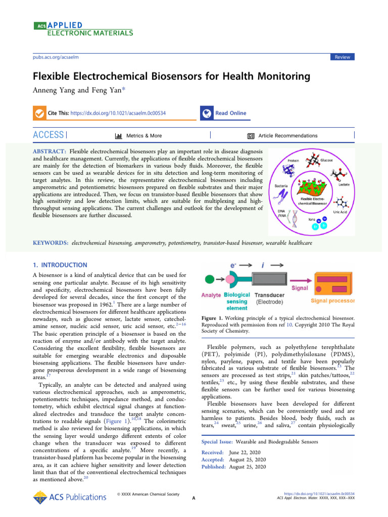 Flexible Electrochemical Biosensors For Health Monitoring | PDF | Biosensor | Field Effect ...