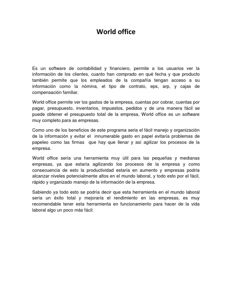 Software World Office: Gestión Eficiente | PDF | Informática