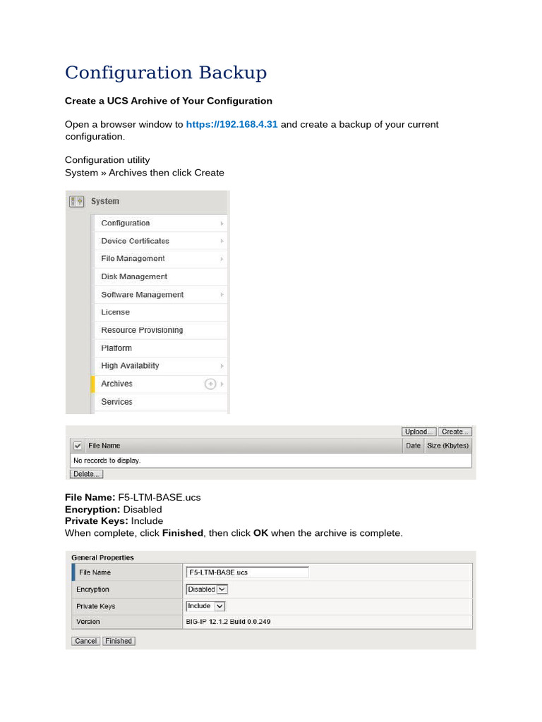 Configuration Backup | PDF