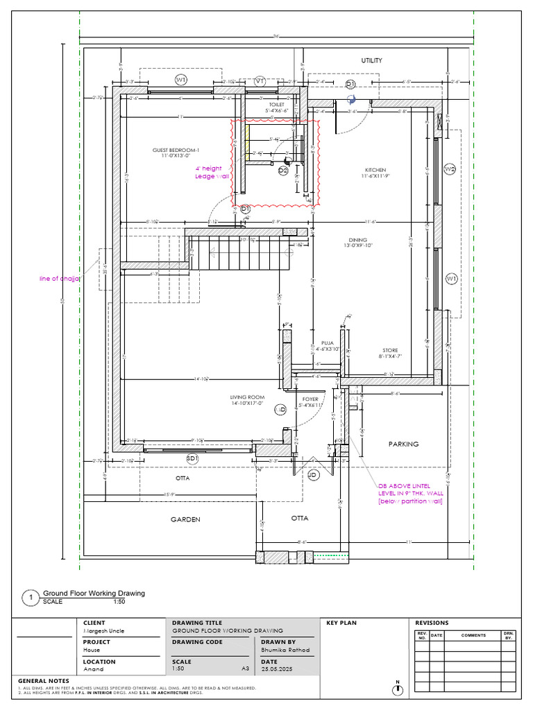 Ground Floor Working Drawing | PDF