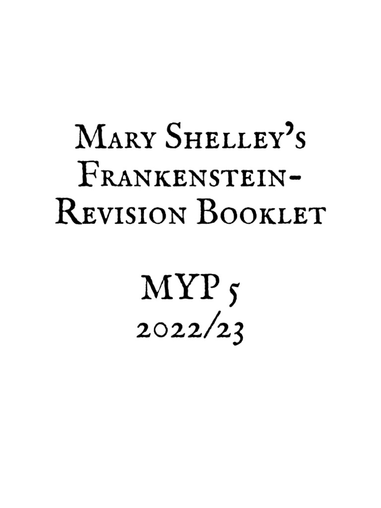 Frankenstein Revision Booklet MYP 5 | PDF | Frankenstein | Prometheus