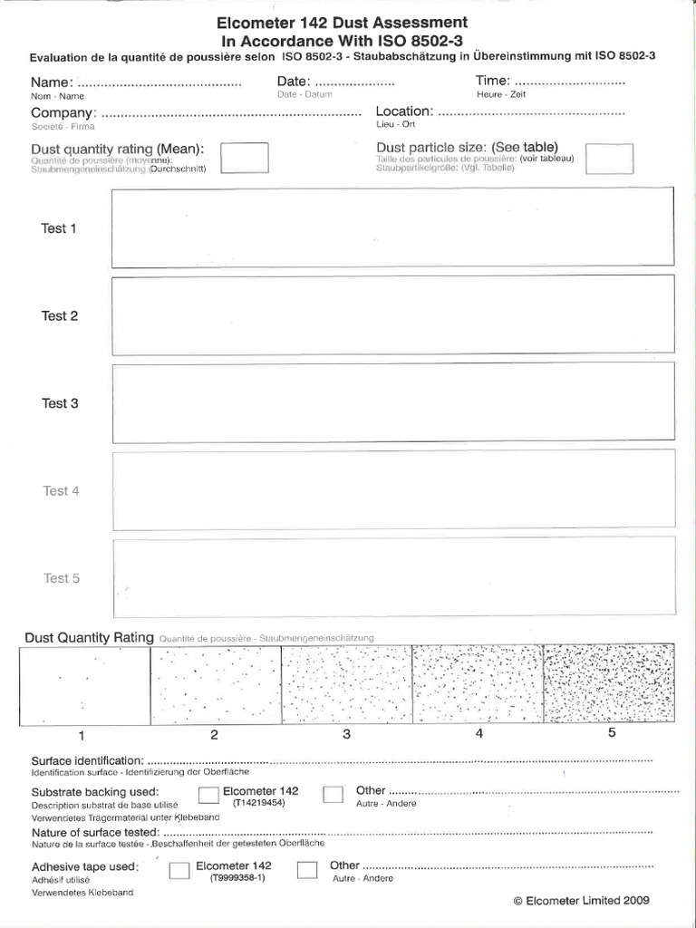 Dust Test Form | PDF