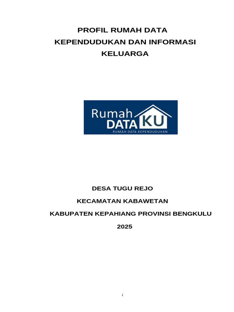 Profil Rumah Data Desa Tugu Rejo 2025 | PDF