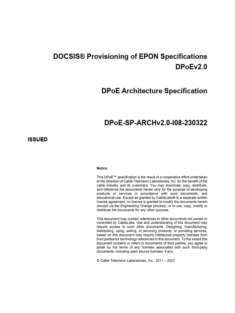 DPoE Architecture Specification Overview | PDF | Digital Technology ...