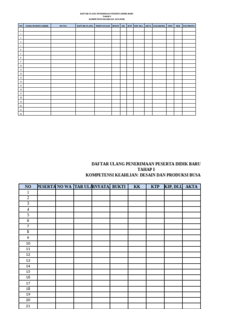 Form Daftar Ulang PPDB 2024 | PDF