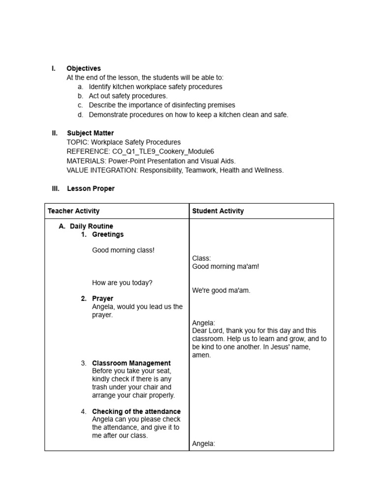 BTLED Detailed Lesson Plan | PDF | Disinfectant | Hygiene