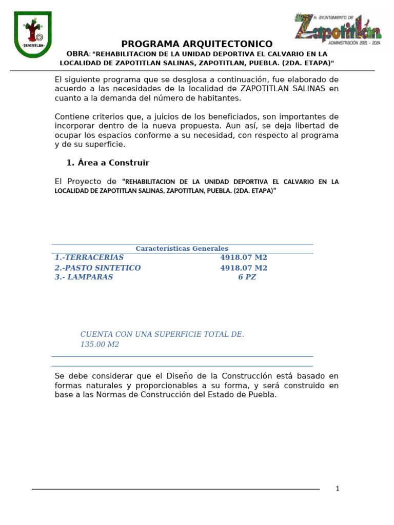 4.-Programa Arquitectonico | PDF