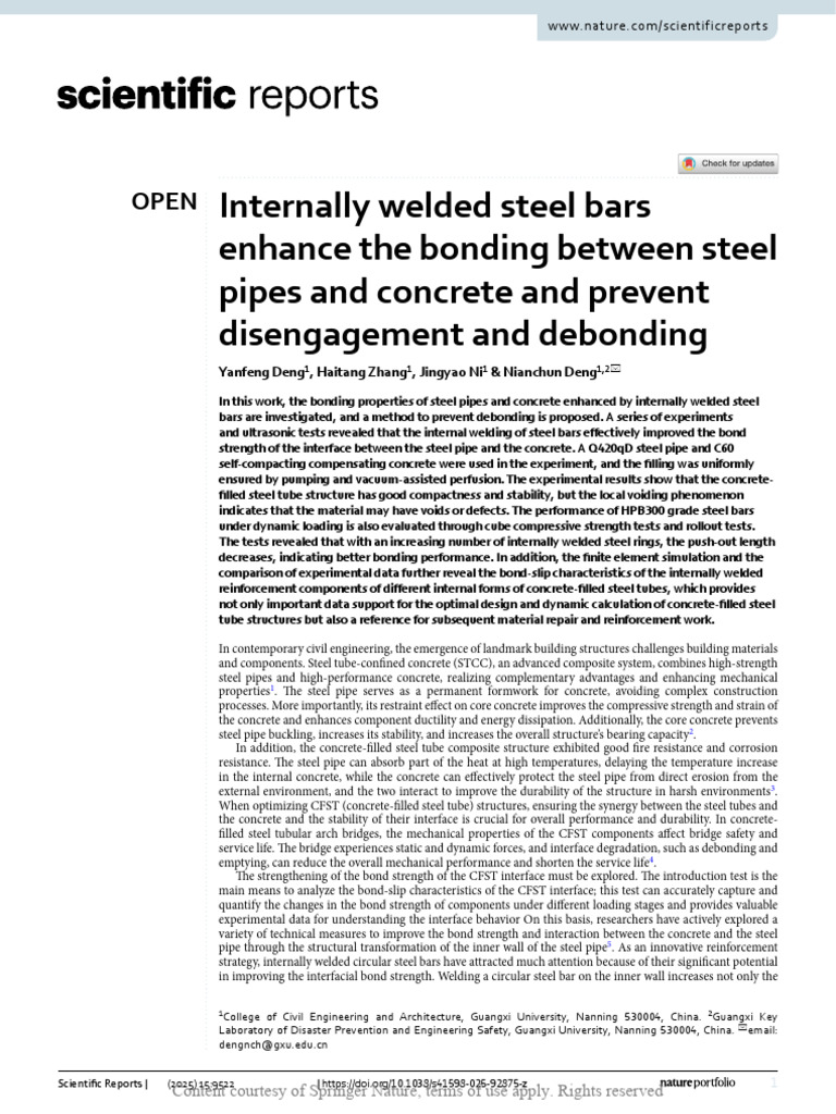 Internally Welded Steel Bars Enhance The Bonding B | PDF | Concrete ...