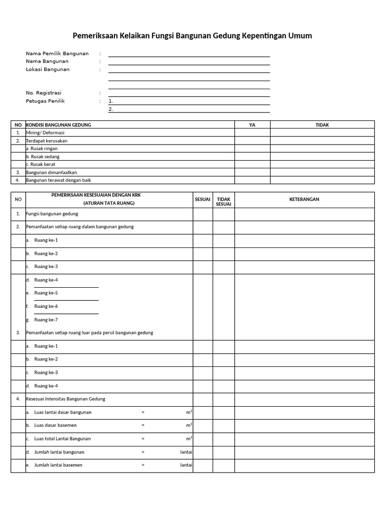 Daftar Simak SLF_Prasarana | PDF