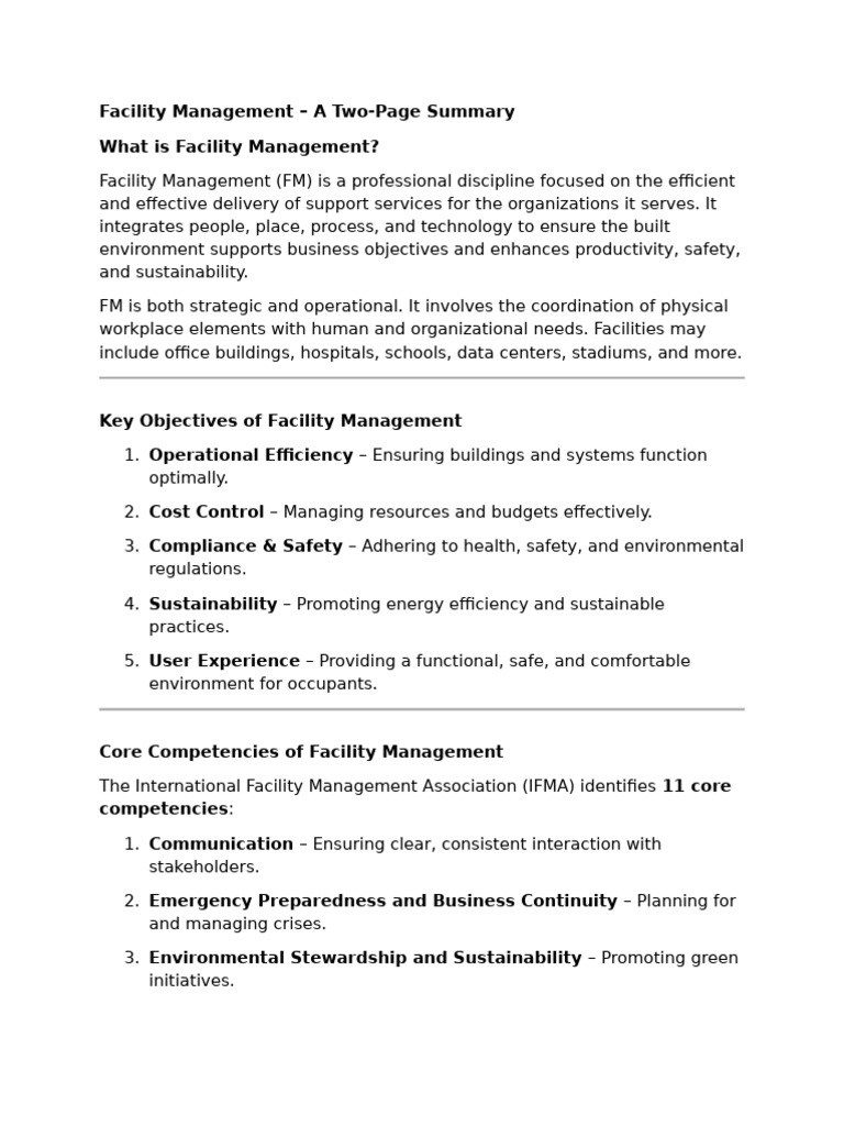 Facility Management of Buildings | PDF | Economies | Business