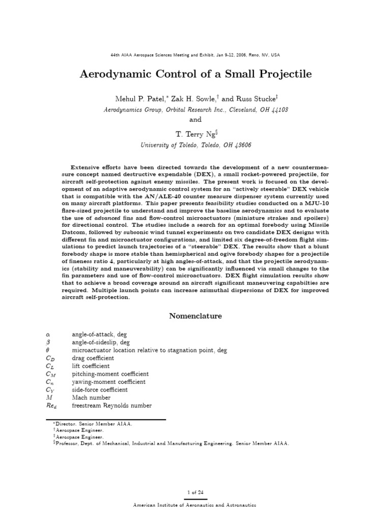 Adaptive Control for DEX Projectiles | PDF | Wind Tunnel | Aerodynamics