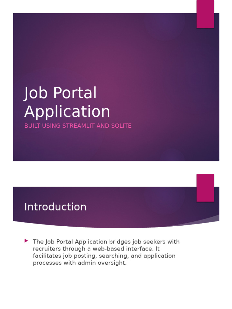 Job Portal Presentation | PDF