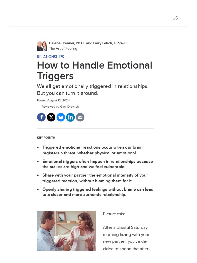 How To Handle Emotional Triggers - Psychology Today | PDF | Fear ...