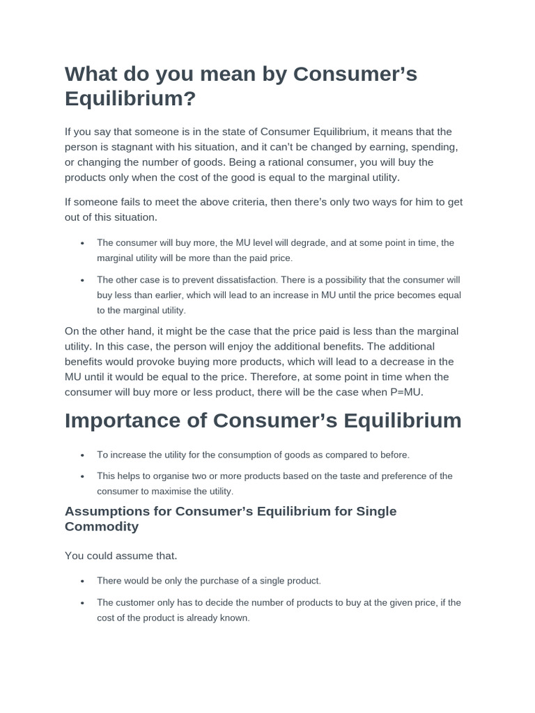 What Do You Mean by Consumer | PDF | Utility | Economic Equilibrium