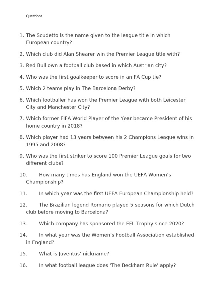 Question On Hard Ball | PDF | Premier League | England National ...