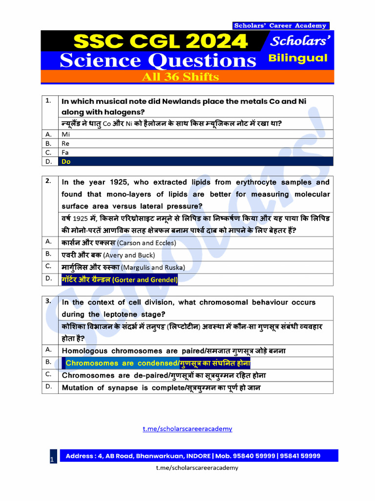 SSC CGL 2024 Science | PDF