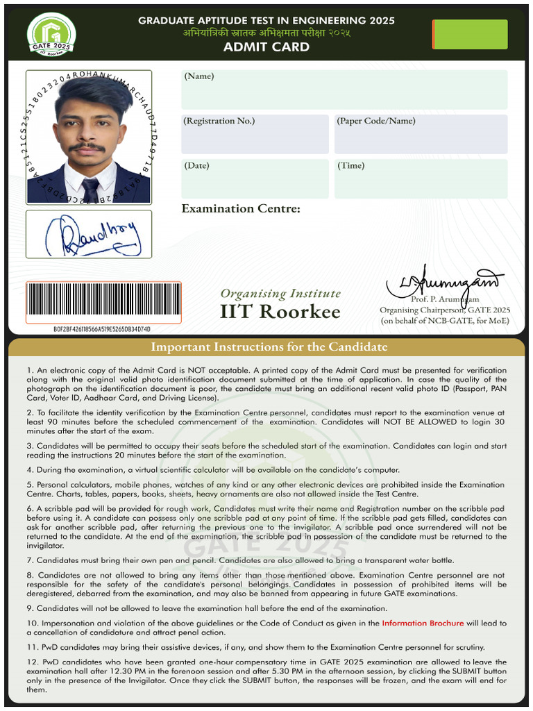 CS25S18023204 AdmitCard | PDF