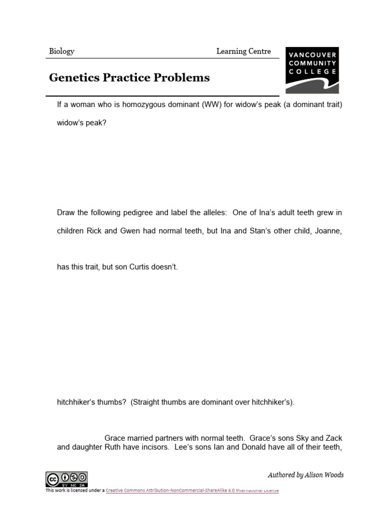 Genetics Practice Problems | PDF | Dominance (Genetics) | Zygosity