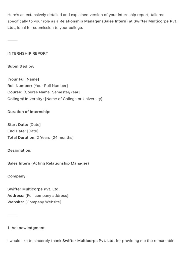 Here's An Extensively Detailed and Explained Version of Your Internship | PDF | Customer ...