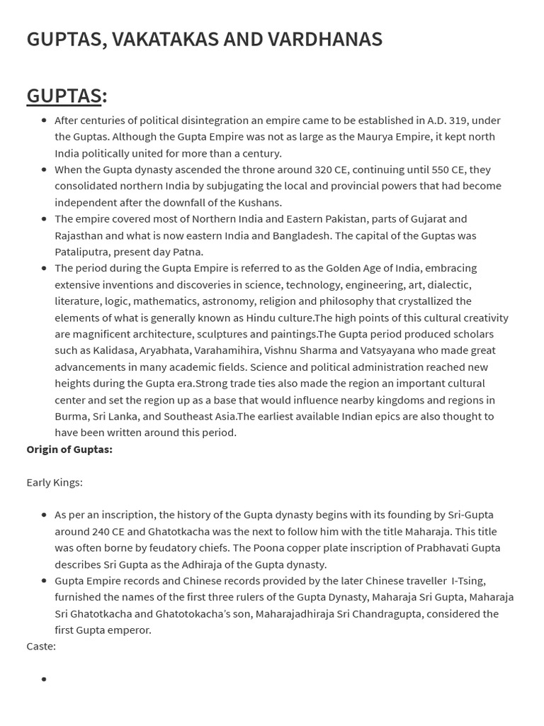Gupta Empire: Origins and Achievements | PDF