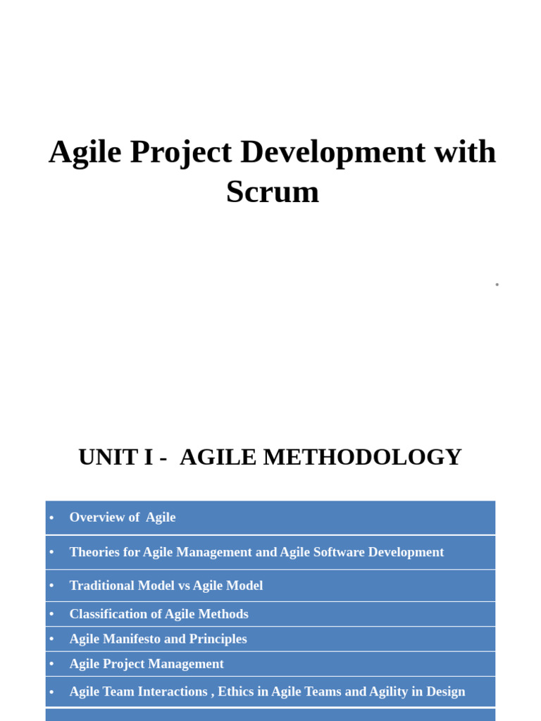 UNIT-1 PPT Agile project development with scrum | PDF | Agile Software Development | Software ...